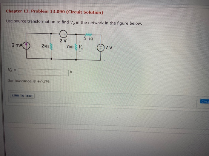 Solved Chapter 13, Problem 13.090 (Circuit Solution) Use | Chegg.com