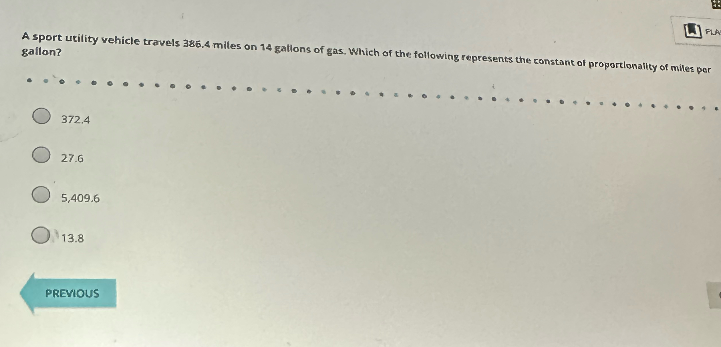 Solved A sport utility vehicle travels 386.4 ﻿miles on 14 | Chegg.com