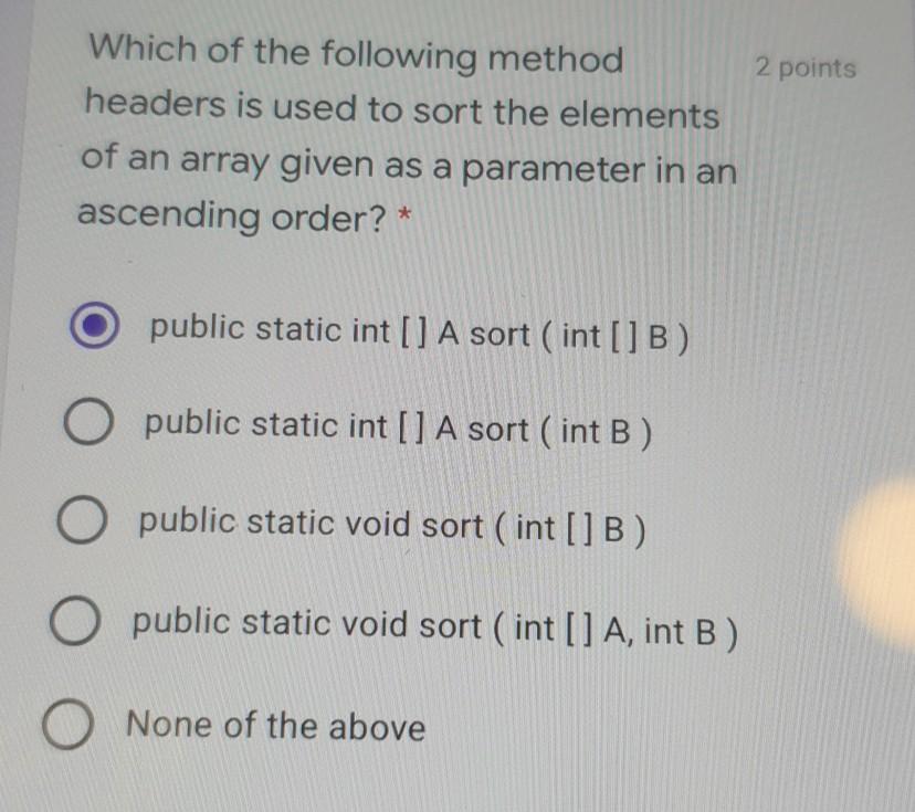 Solved Which of the following method 2 points headers is | Chegg.com
