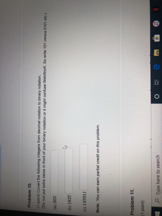 Solved Problem 10. (1 point) Covert the following integers | Chegg.com