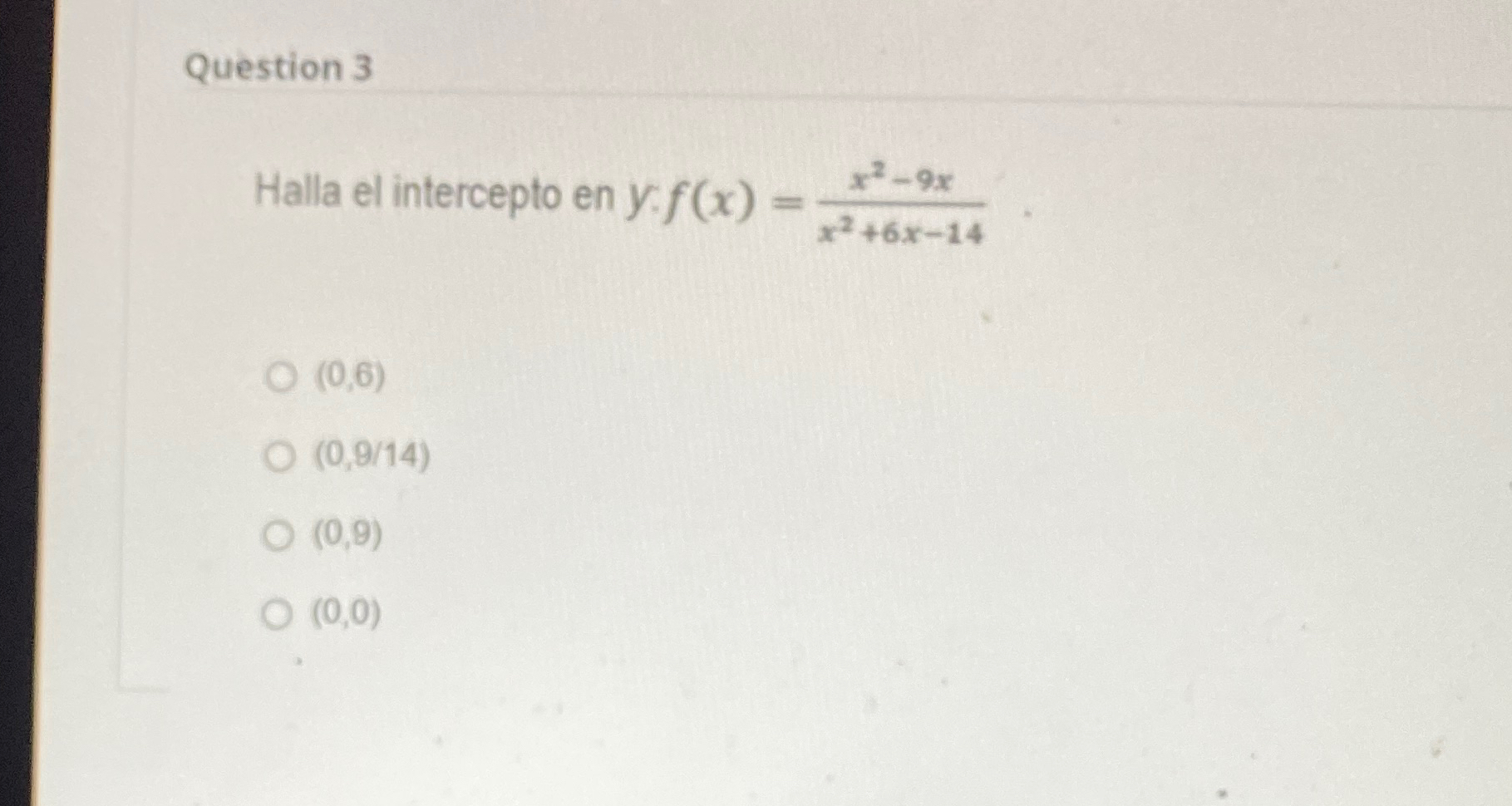 Solved Question 3Halla el intercepto en | Chegg.com