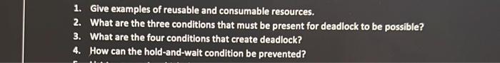 Solved 1. Give examples of reusable and consumable | Chegg.com