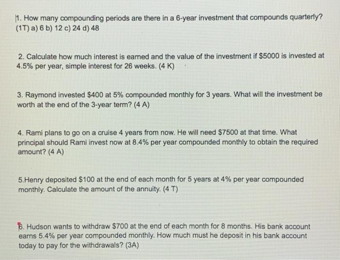 Solved 11. How many compounding periods are there in a | Chegg.com