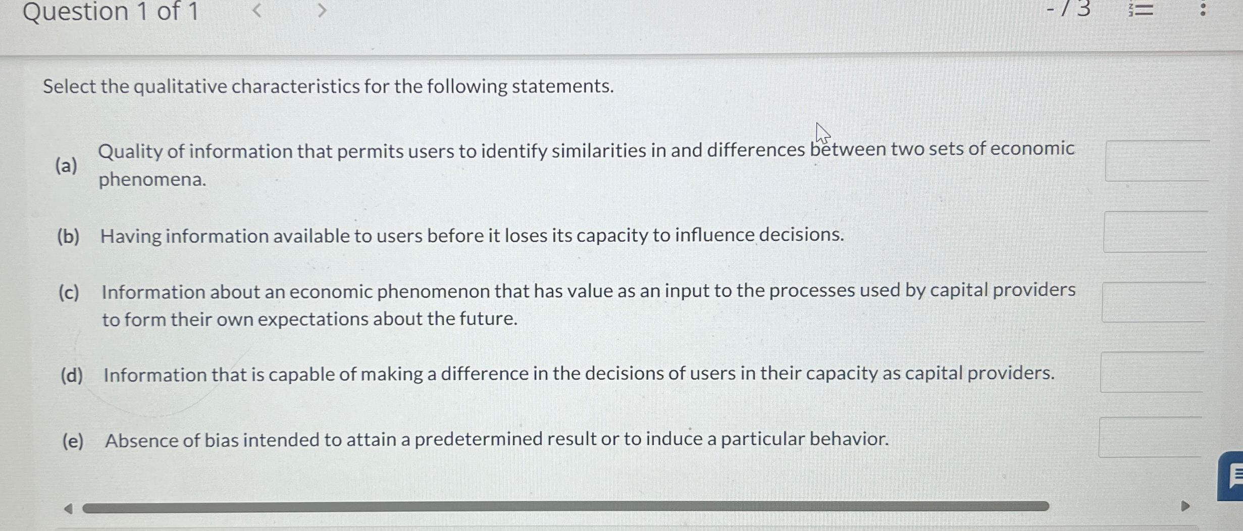 Solved Question 1 ﻿of 1Select the qualitative | Chegg.com