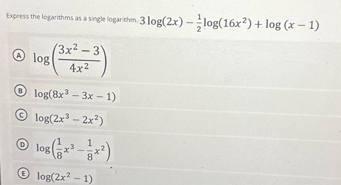 Solved Express the logarithms as a single logarithm. | Chegg.com