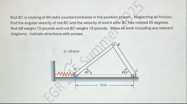 Solved Rod BC ﻿is rotating at 60rads ﻿counterclockwise in | Chegg.com