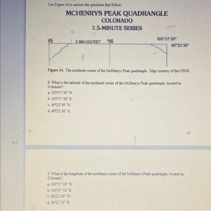 Solved MCHENRYS PEAK QUADRANGLE COLORADO 7.5-MINUTE SERIES | Chegg.com