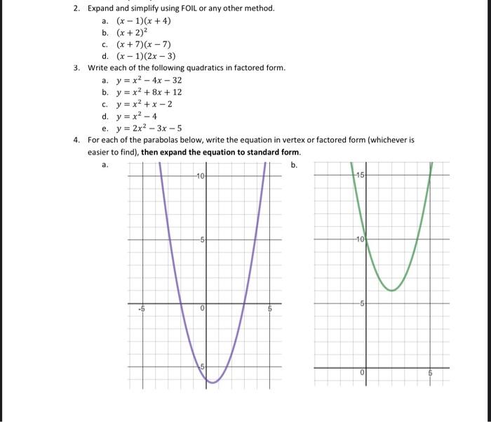 Solved 2. Expand and simplify using FOIL or any other | Chegg.com