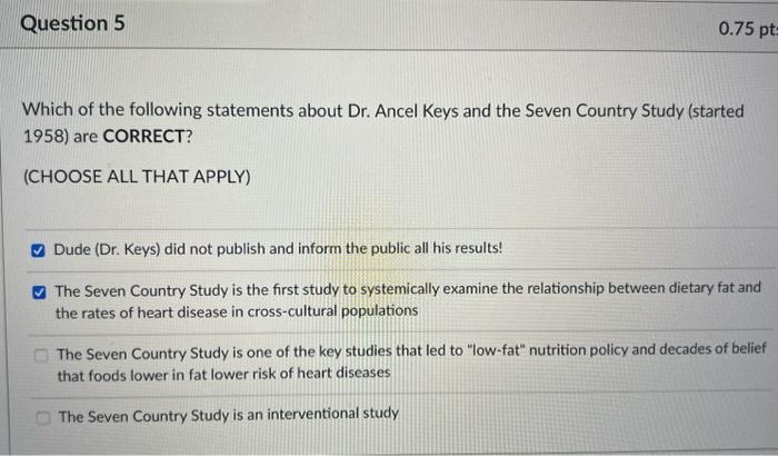 Solved Which of the following statements about Dr. Ancel | Chegg.com