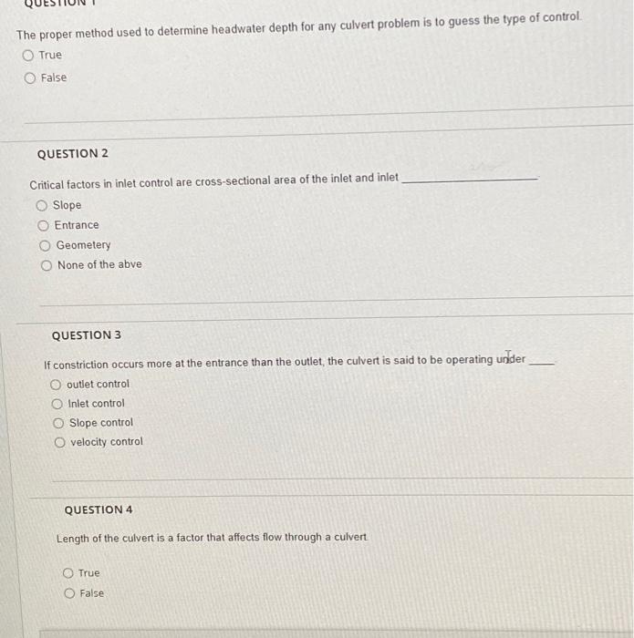 Solved The proper method used to determine headwater depth | Chegg.com