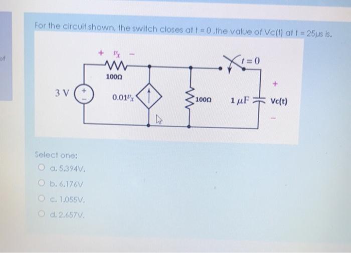 Solved For the circuit shown the switch closes at i = 0.the | Chegg.com