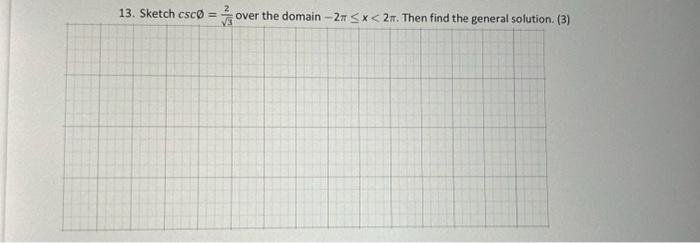 Solved Sketch csc θ = 2/(root 3) over the domain -2pi