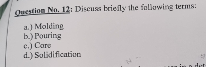 Solved Question No. 12: Discuss briefly the following | Chegg.com