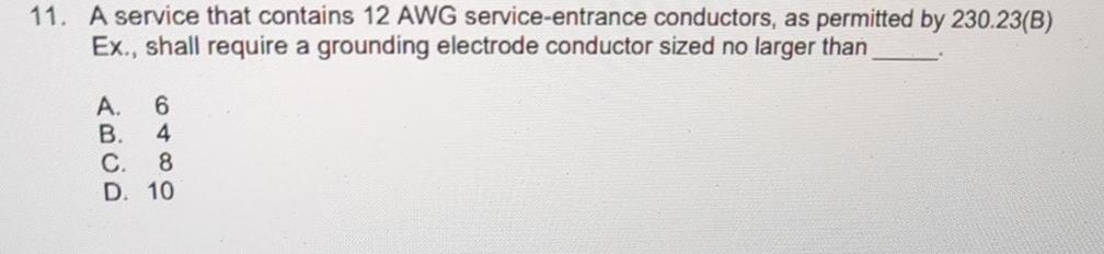 Solved A service that contains 12 ﻿AWG service-entrance | Chegg.com
