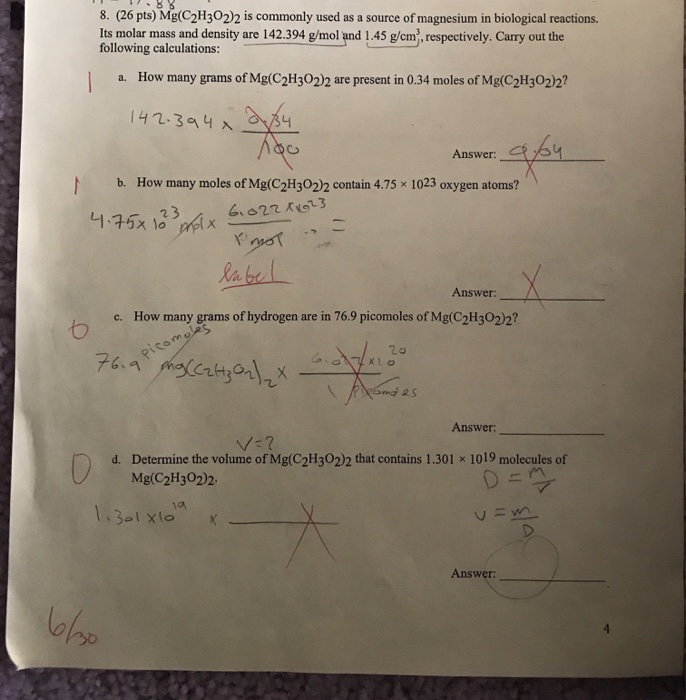 Solved 111, 8. (26 pts) Mg(C2H302)2 is commonly used as a | Chegg.com