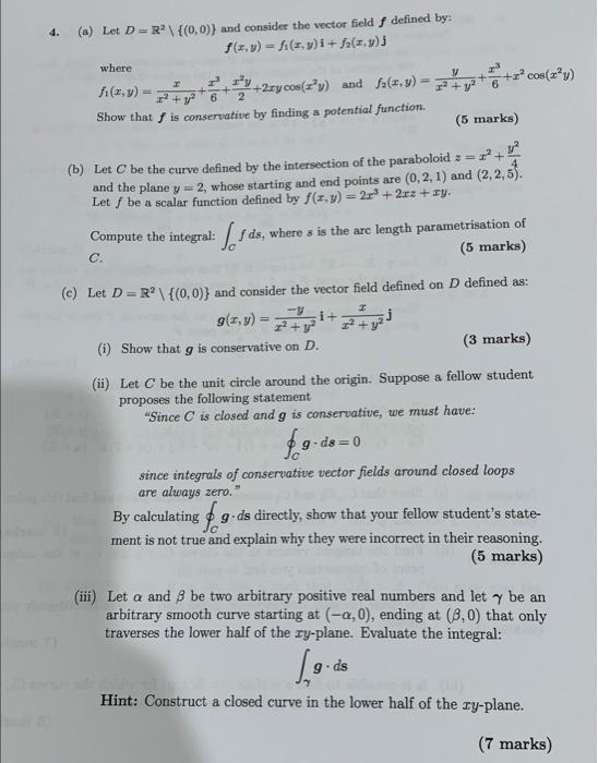 Solved (a) Let D=R2\{(0,0)} and consider the vector field f | Chegg.com
