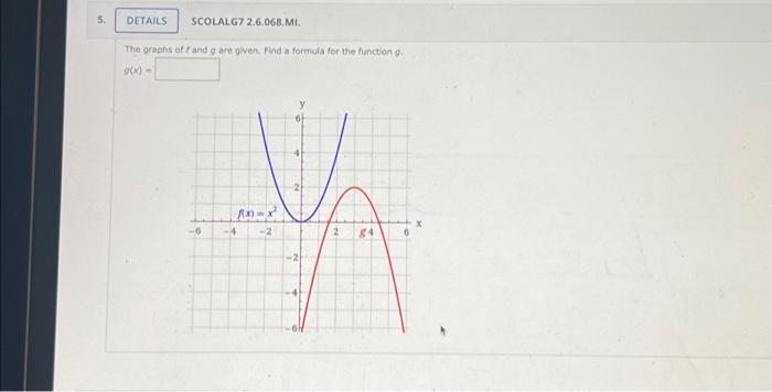 Solved 5. DETAILS SCOLALG7 2.6.068.MI. The graphs of f and g | Chegg.com