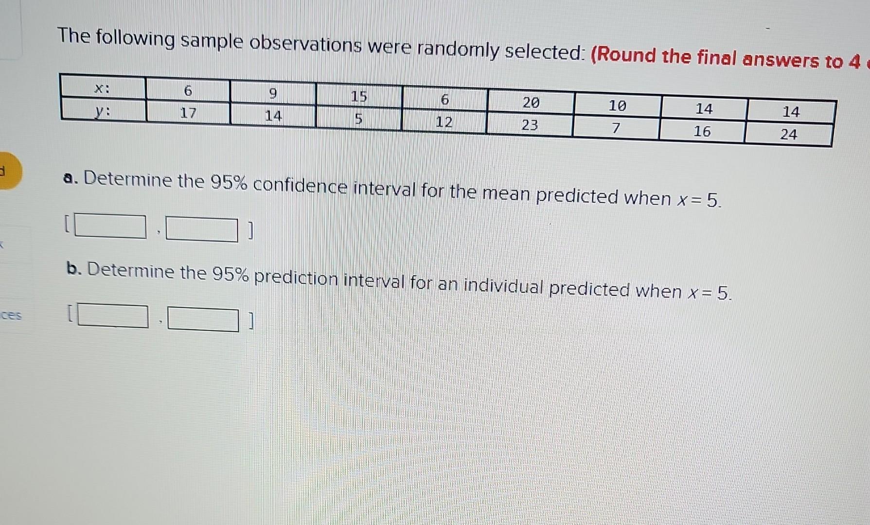 Solved The following sample observations were randomly | Chegg.com