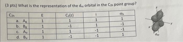 Solved What is the representation of the dxz orbital in the | Chegg.com