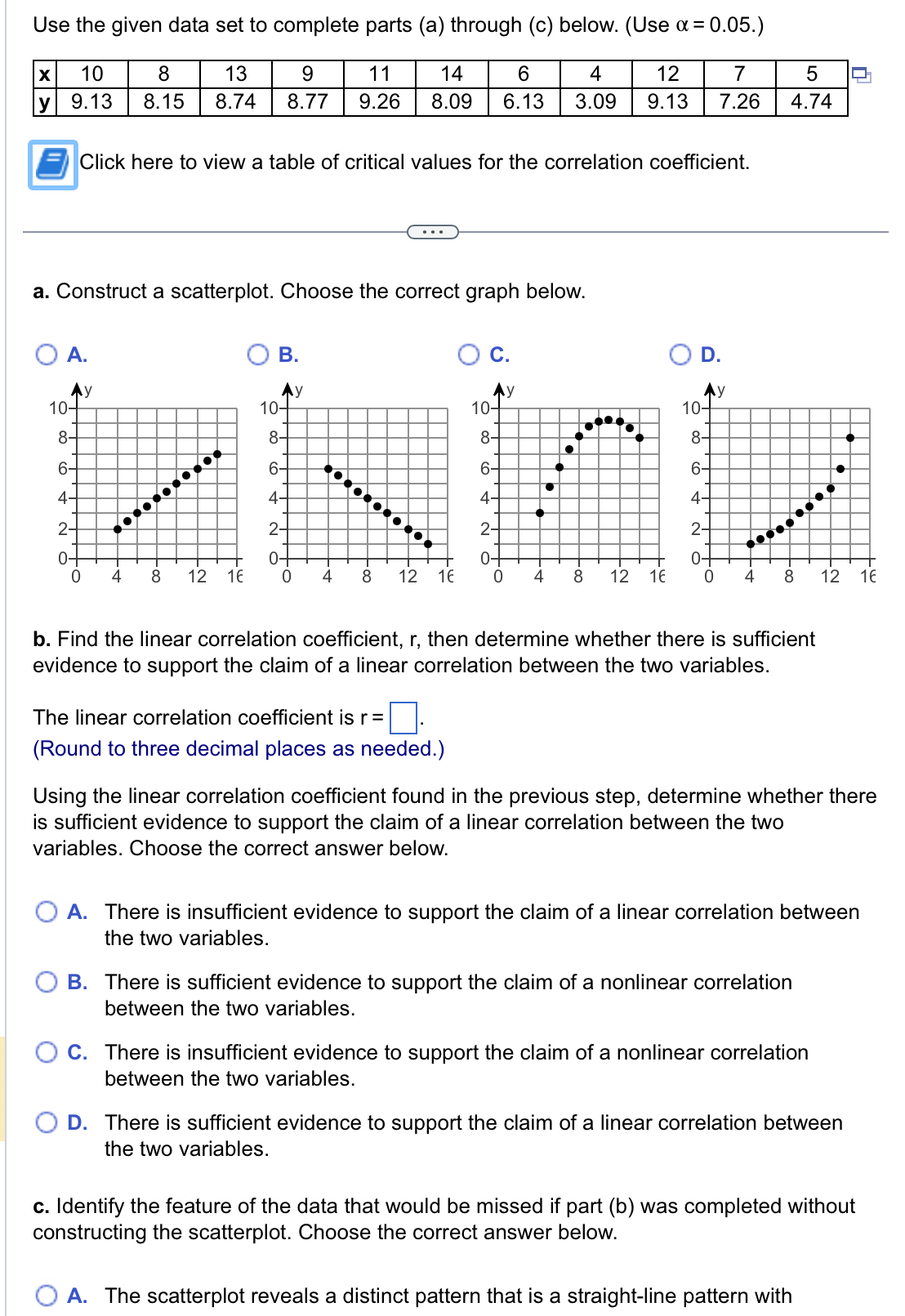 Use the given data set to complete parts (a) ﻿through | Chegg.com