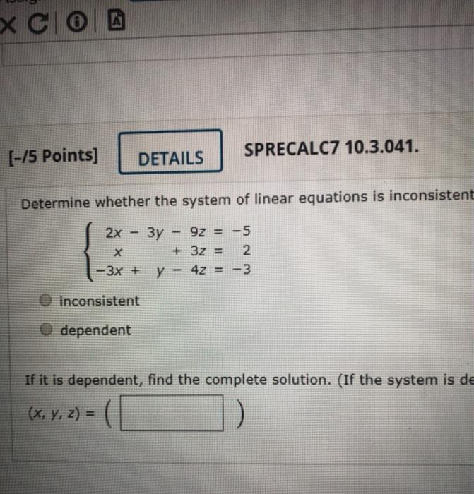 Solved 1. Determine whether the system of linear equations | Chegg.com