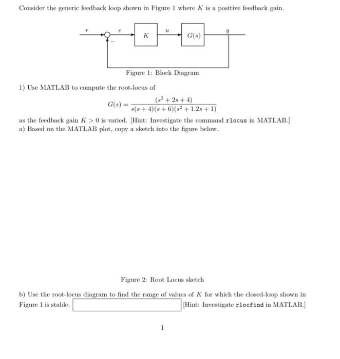 Solved Consider the generic feedback loop shown in Figure 1 | Chegg.com