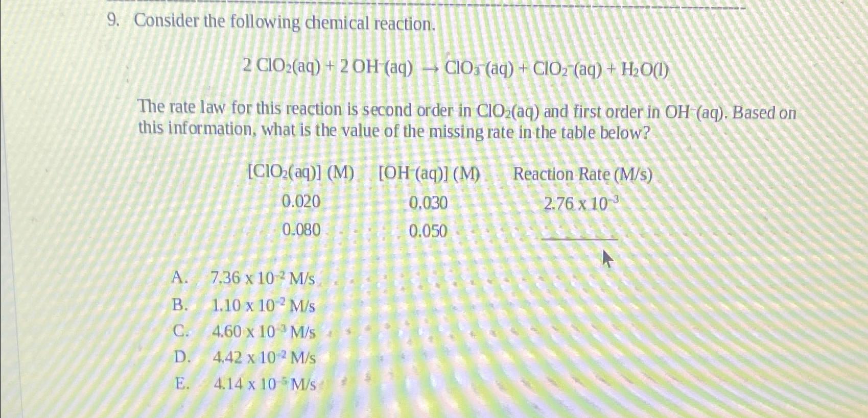 Solved Consider the following chemical | Chegg.com