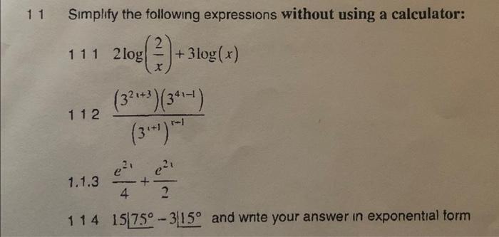 Solved 11 Simplify the following expressions without using a | Chegg.com