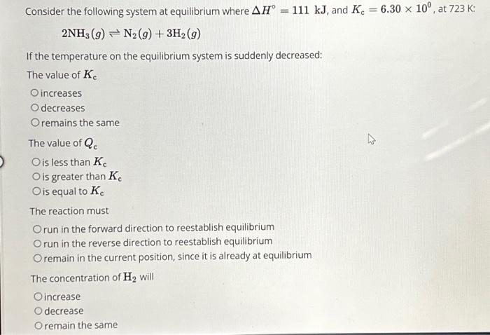 Solved Consider the following system at equilibrium where | Chegg.com