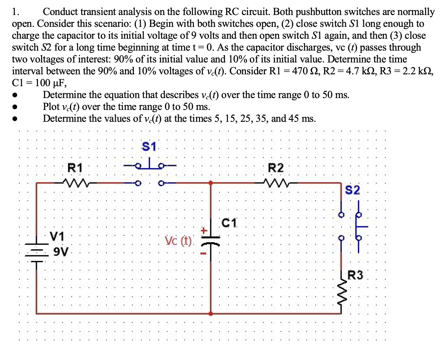 Solved Conduct transient analysis on ﻿the following RC | Chegg.com
