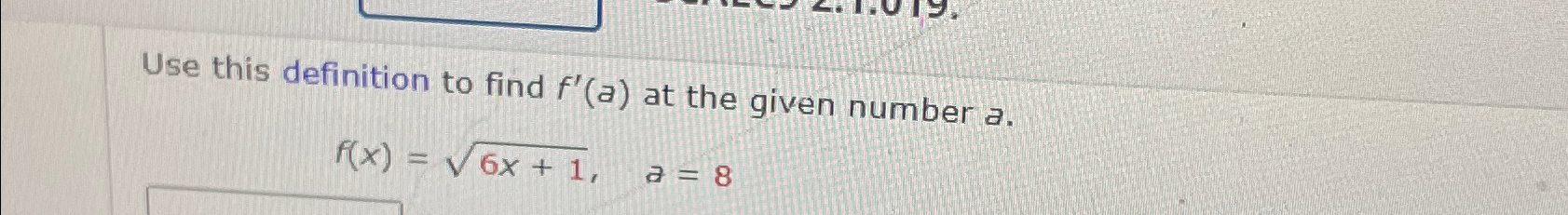 Solved Use this definition to find f'(a) ﻿at the given | Chegg.com