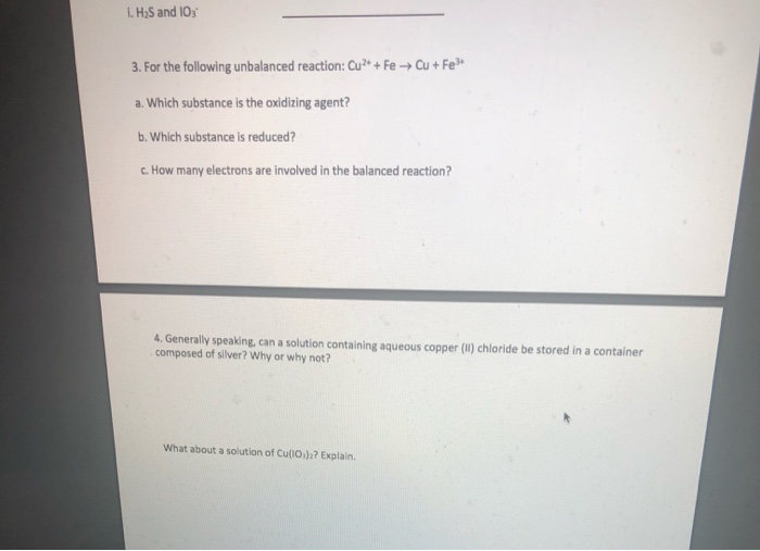 Solved Chemistry 12 Unit 5 Worksheet 1 - Reduction and | Chegg.com
