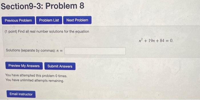 Solved (1 point) Find all real number solutions for the | Chegg.com