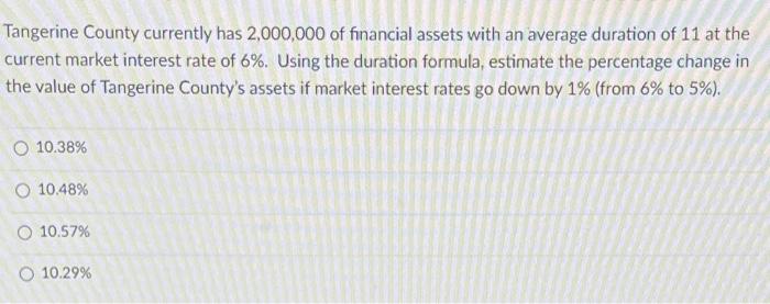 Solved Tangerine County currently has 2,000,000 of financial | Chegg.com