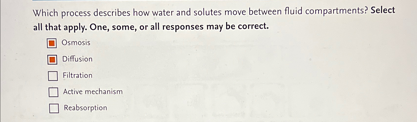 Solved Which process describes how water and solutes move | Chegg.com