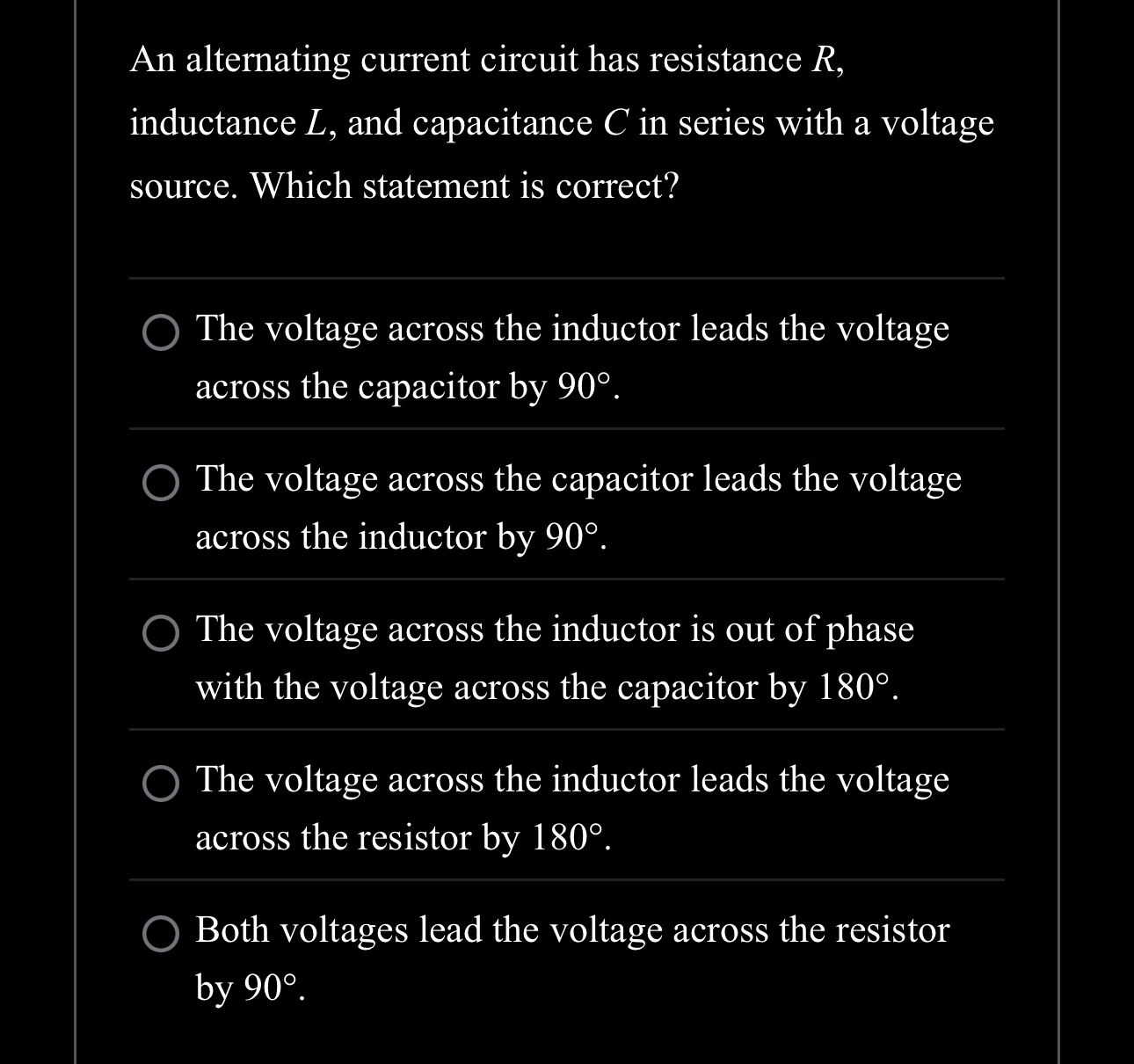 Solved An alternating current circuit has resistance R, | Chegg.com