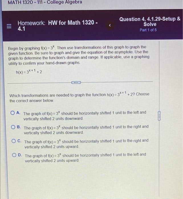 Solved MATH 1320 - 111 - College Algebra Homework: HW for | Chegg.com