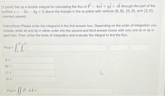 Solved (1 point) Set up a double integral for calculating | Chegg.com