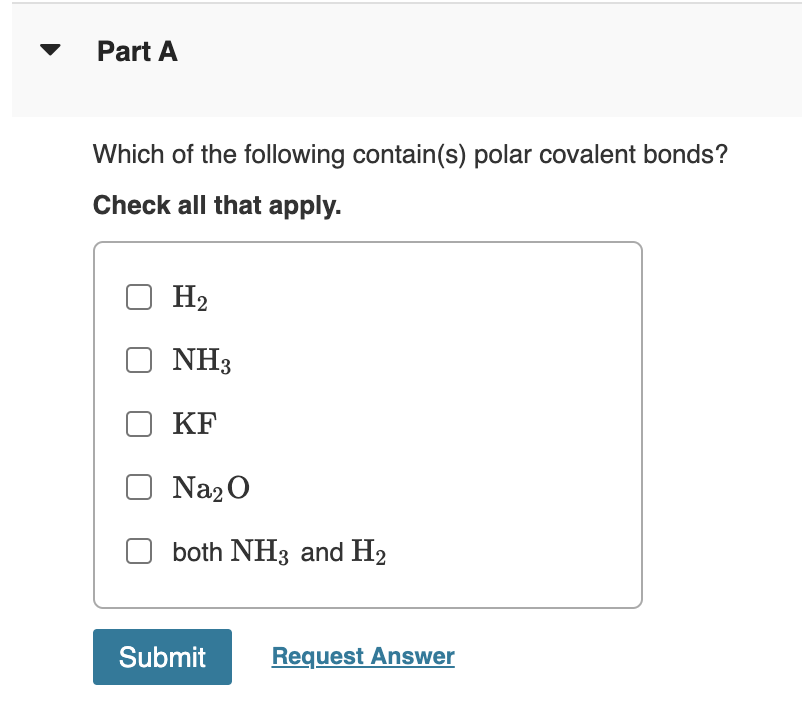 Solved Part AWhich of the following contain(s) ﻿polar | Chegg.com