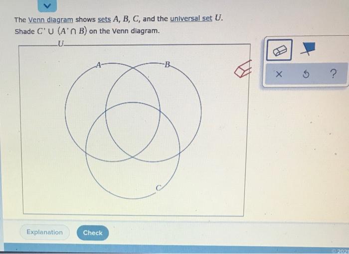 Solved The Venn diagram shows sets A, B, C, and the | Chegg.com