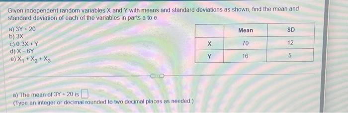 Solved Given Independent Random Variables X And Y With Means 4356