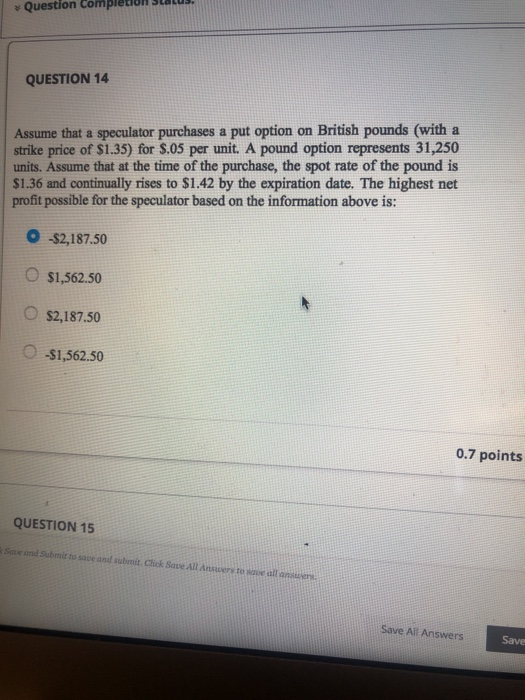 Solved Question Completion Status. QUESTION 14 Assume that a | Chegg.com