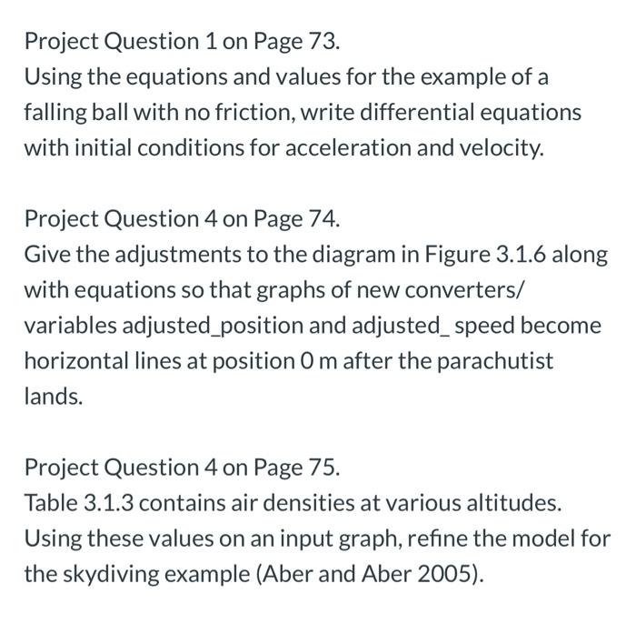 Solved Project Question 1 on Page 73. Using the equations | Chegg.com