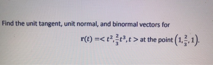 Solved Find the unit tangent, unit normal, and binormal | Chegg.com