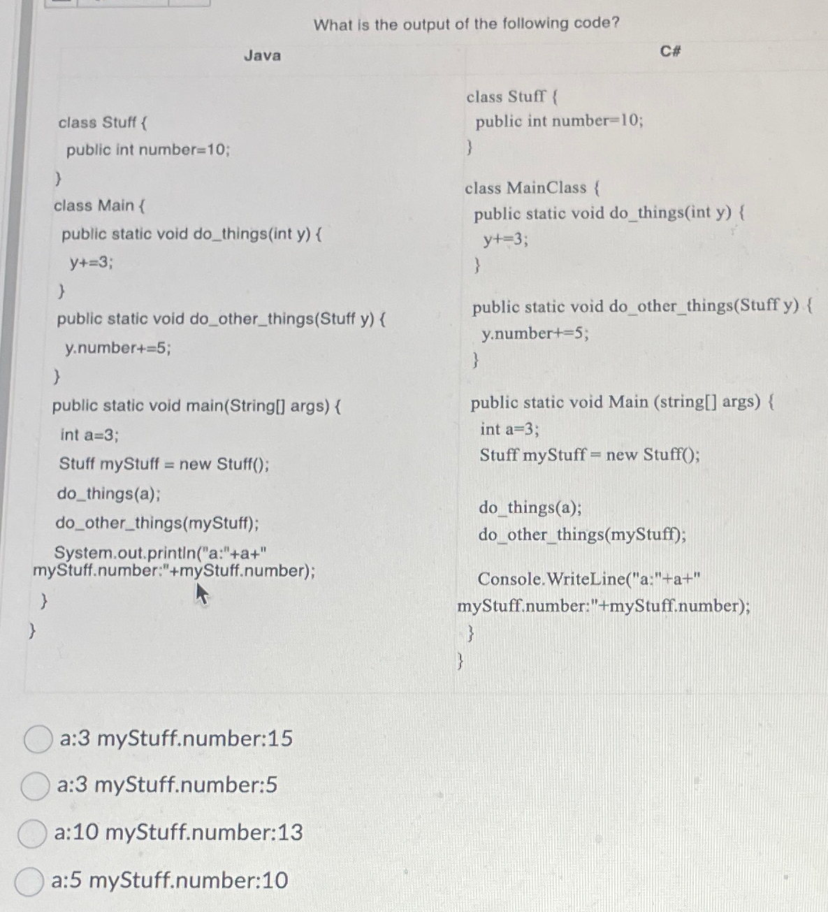 Solved What Is The Output Of The Following Codejavaca3 