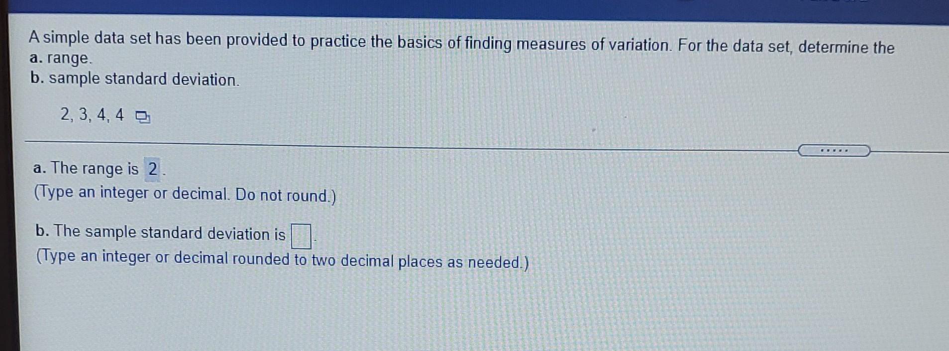 Solved A simple data set has been provided to practice the | Chegg.com