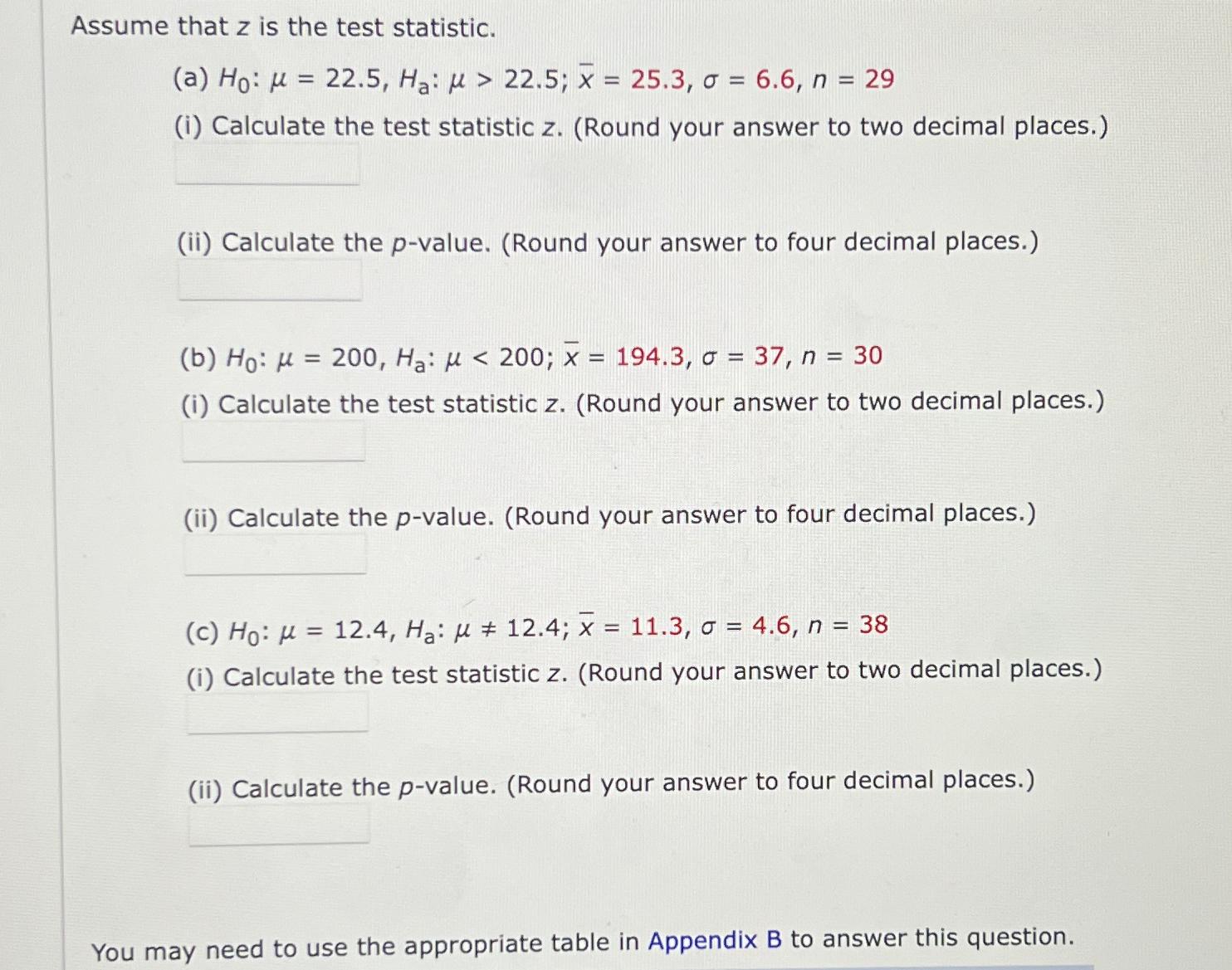 Solved Assume that z ﻿is the test | Chegg.com