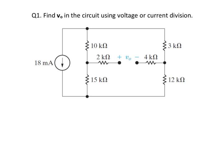 [Solved]: Find vo in the circuit using voltage or current di