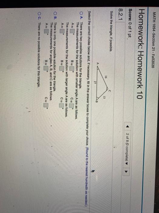 Solved MATH 1054 -Section 21 - Fall 2020 Homework: Homework | Chegg.com