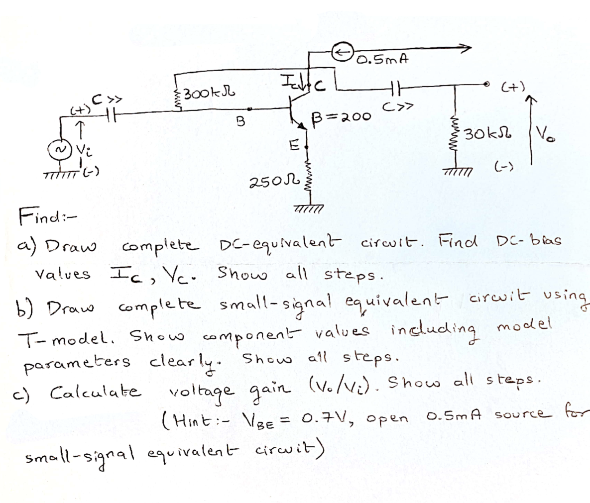Solved 1 ﻿mu.-a) ﻿Draw complete DC-equivalent circuit. Find | Chegg.com